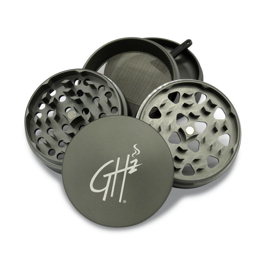 Large Size 63mm Gun Gray Hard Top Five-Piece Herb Grinder
